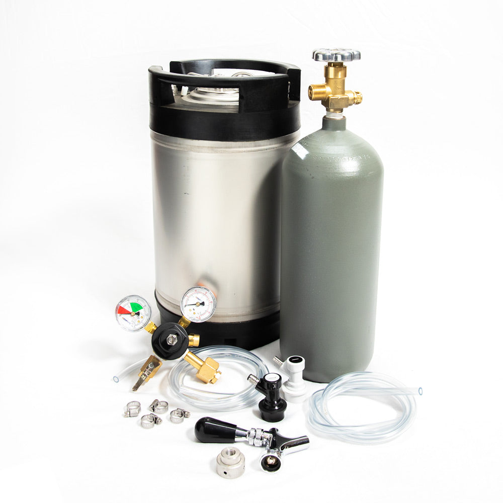 Whole Enchilada 3 Gallon New Ball Lock Keg Kit 5lb. Cyl. and Beer Fauc ...